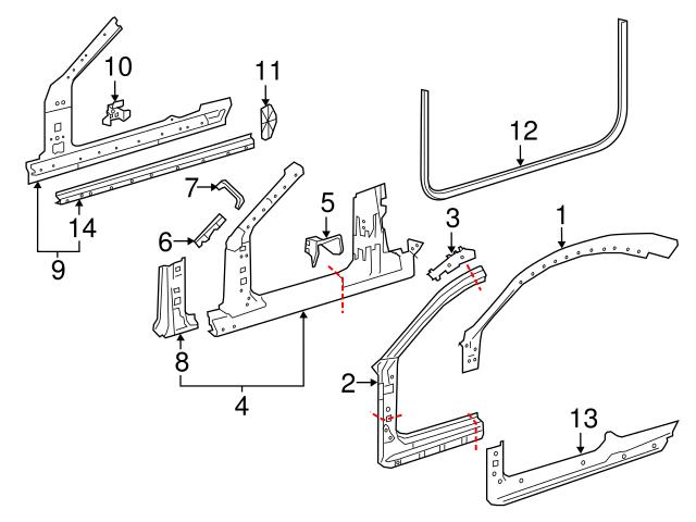 Genuine Mercedes 2176309800 A Pillar Reinforcement Seal; Right Inner ...