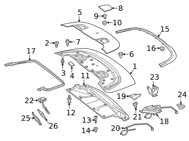 Genuine Mercedes 2177500251 Convertible Top Hinge; Front Right - Mercedes