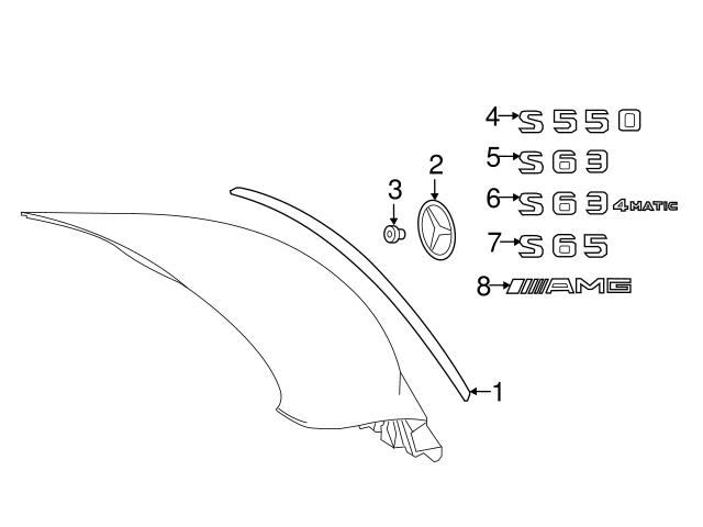 Genuine Mercedes 2178172400 Deck Lid Emblem; Rear - Mercedes