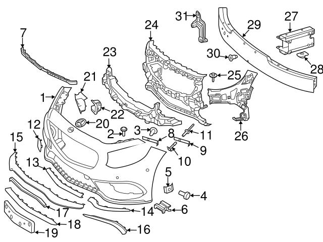 Genuine Mercedes 2178851021 Bumper Cover Bracket; Right Inner - Mercedes