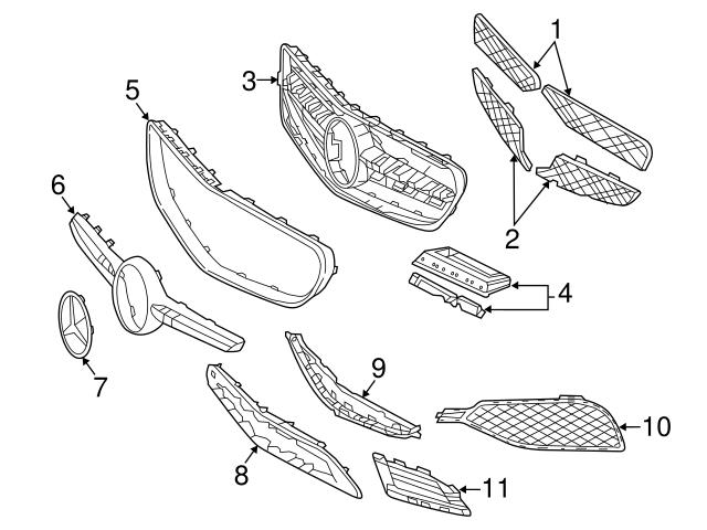 Genuine Mercedes 2178880011 Grille Molding; Front - Mercedes