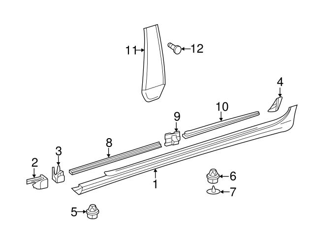 Genuine Mercedes 2186980614 Rocker Panel Molding Bracket; Left, Right ...