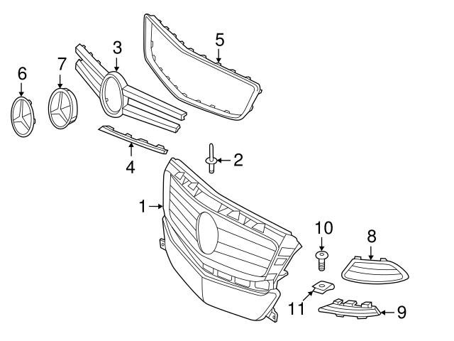 Genuine Mercedes 2188850174 Grille Molding; Front - Mercedes