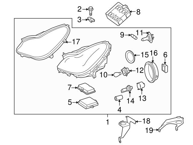 Genuine Mercedes 2198290214 Headlight Bracket; Right Outer - Mercedes