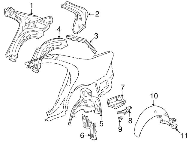 Genuine Mercedes 2206100726 Quarter Panel Extension; Left - Mercedes