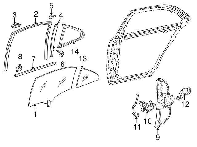 Genuine Mercedes 2207300119 Door Window Division Bar; Rear Left - Mercedes