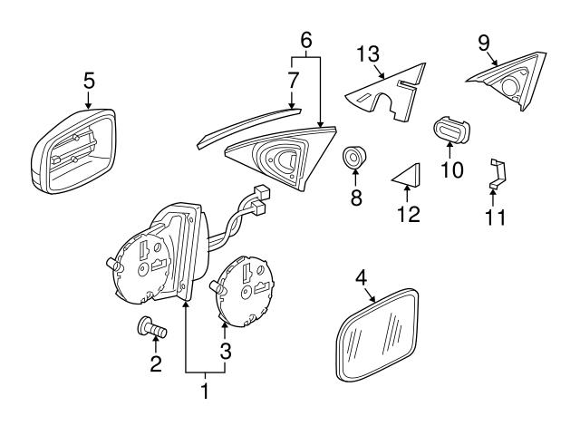 Genuine Mercedes 2208101521 Door Mirror Glass; Left - Mercedes
