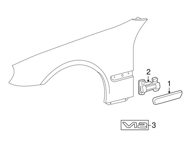 Genuine Mercedes 2208170015 Fender Emblem; Front Left/Right - Mercedes