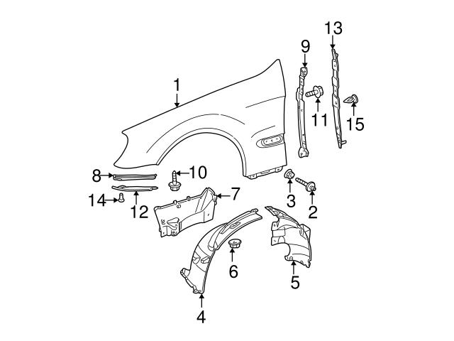 Genuine Mercedes 2208801214 Fender Bracket; Front Right - Mercedes