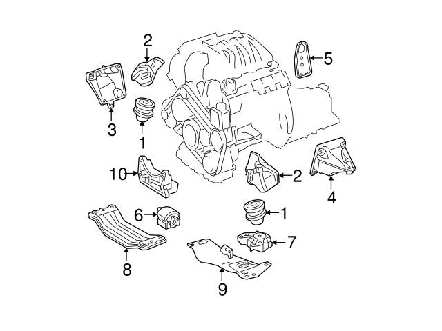 Genuine Mercedes 2212411434 Engine Mount Heat Shield; Front Left - Mercedes