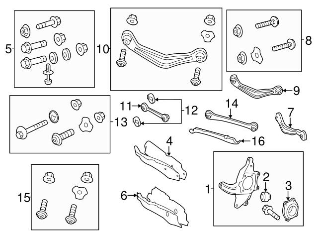 Genuine Mercedes 2213500159 Suspension Control Arm Hardware Kit; Rear ...