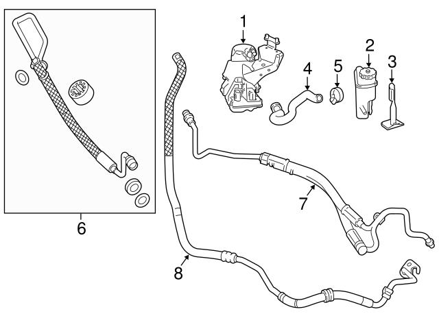 Genuine Mercedes 2214608324 Power Steering Pressure Hose; Upper, Lower ...