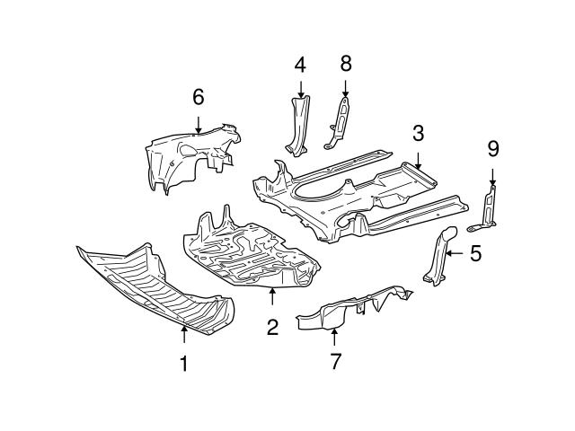 Genuine Mercedes 221524283064 Radiator Support Splash Shield; Rear ...