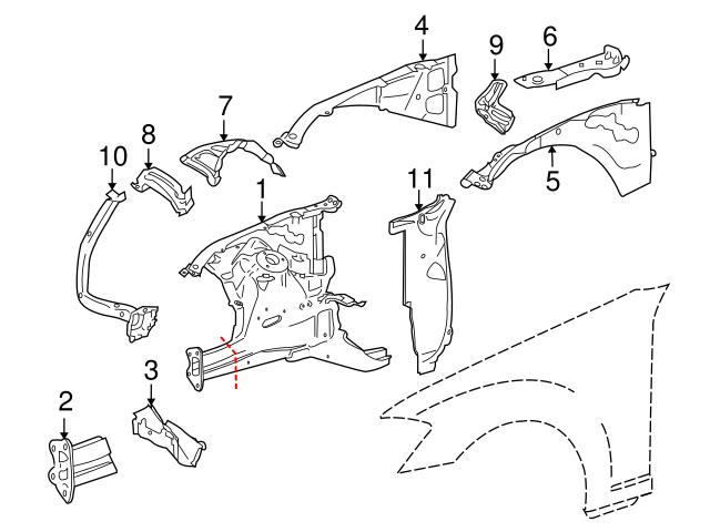 Genuine Mercedes 2216200617 Fender Brace; Right - Mercedes | 2216200217 ...