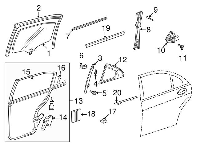Genuine Mercedes 2217300119 Door Window Division Bar; Left - Mercedes