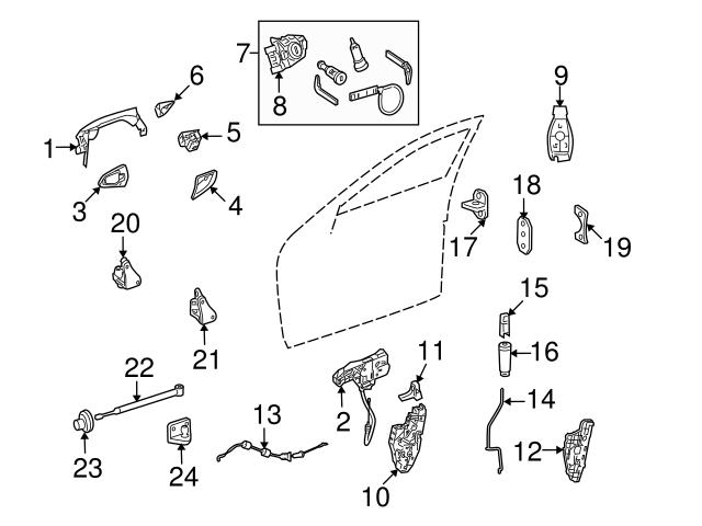 Genuine Mercedes 22176003189197 Door Handle Rod Guide; Front Left Outer ...
