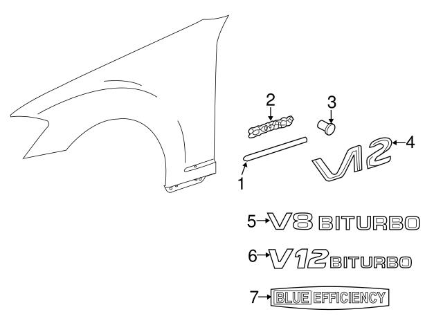 Genuine Mercedes 2218171715 Fender Emblem; V8 BITURBO - Mercedes