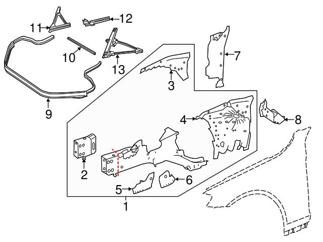 Genuine Mercedes 2226204800 Frame Rail End; Front Right - Mercedes