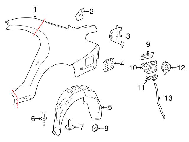 Genuine Mercedes 2226300589 Tail Light Pocket; Rear Left - Mercedes