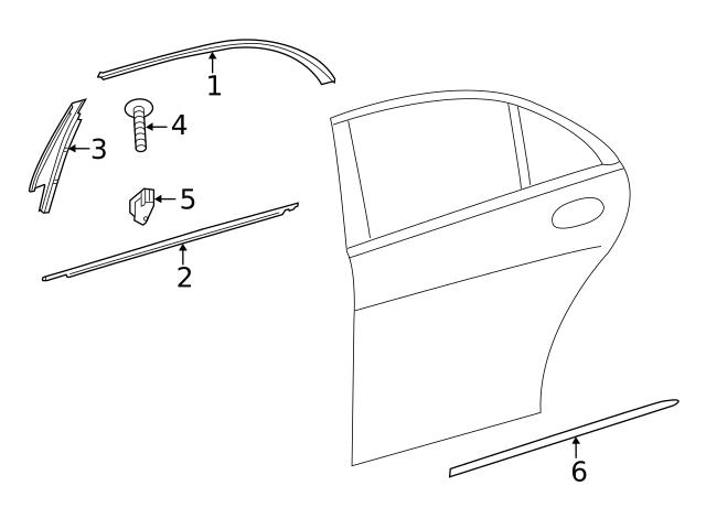 Genuine Mercedes 2226904306 Door Belt Molding; Rear Left - Mercedes