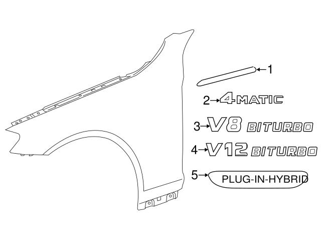 Genuine Mercedes 2226909401 Fender Molding; Right - Mercedes | 2226901562