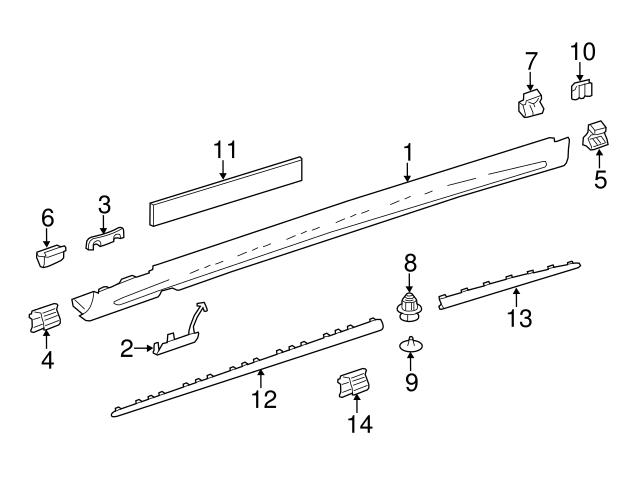 Genuine Mercedes 2226940938 Rocker Panel Molding Bracket; Left, Right ...