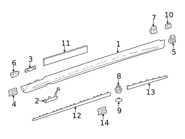 Genuine Mercedes 2226980127 Rocker Panel Molding Bracket; Left Upper ...