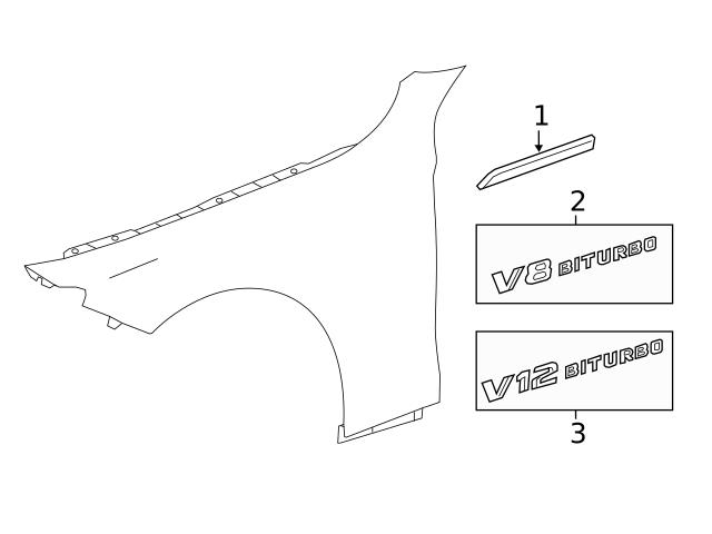 Genuine Mercedes 2228175300 Fender Emblem; Front Left/Right - Mercedes