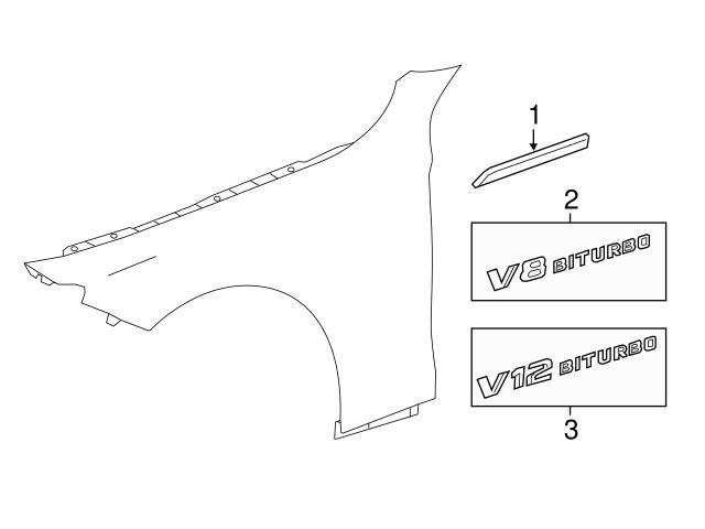 Genuine Mercedes 2228178400 Fender Emblem; Front Left/Right - Mercedes