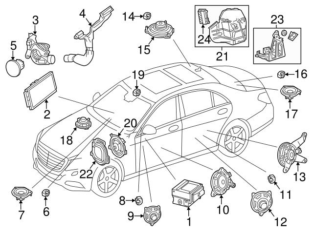 Genuine Mercedes 2228207702 Speaker; Front Upper Left/Right - Mercedes