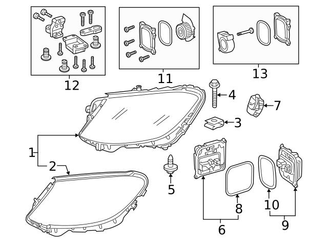 Genuine Mercedes 2228261100 Headlight Seal; Front Left - Mercedes