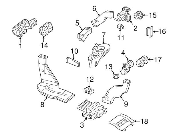 Genuine Mercedes 2228300746 Instrument Panel Air Duct; Left - Mercedes