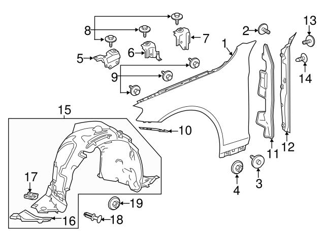 Genuine Mercedes 2228890195 Fender Seal; Front Left - Mercedes
