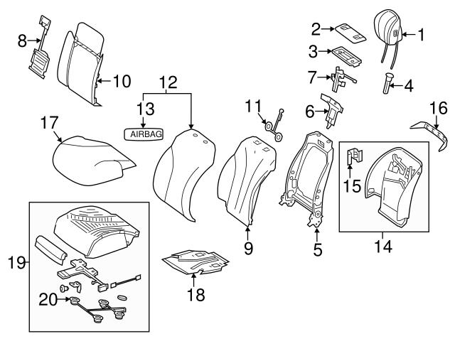 Genuine Mercedes 2229101312648Q54 Headrest Cover; Front Right Upper ...