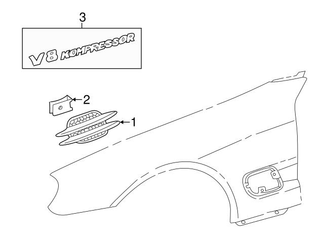 Genuine Mercedes 23069005369776 Fender Grille Emblem; Left - Mercedes ...