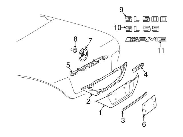 Genuine Mercedes 2307580237 Deck Lid Finish Panel Cap; Right - Mercedes