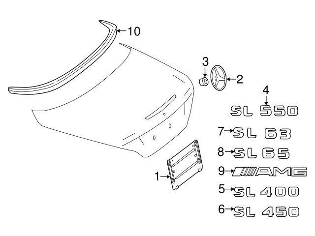 Genuine Mercedes 2318170100 Deck Lid Emblem; Rear - Mercedes