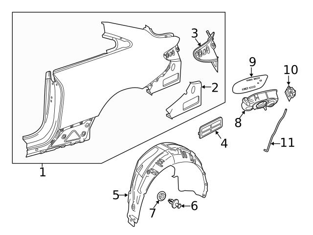 Genuine Mercedes 2387570000 Fuel Filler Door; Rear - Mercedes
