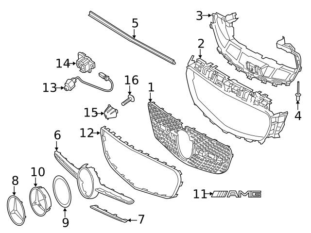 Genuine Mercedes 23888807009982 Grille Molding; Front Center - Mercedes