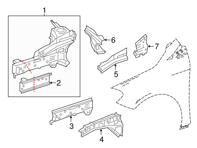 Genuine Mercedes 2466200133 Frame Stiffener; Front Left