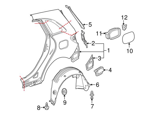 Genuine Mercedes 2466301200 Tail Light Pocket; Rear Right
