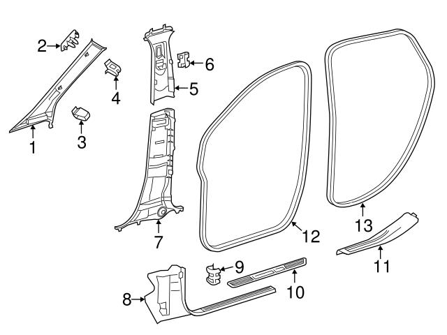 Genuine Mercedes 2466920076 Door Seal; Front Inner Left/Right