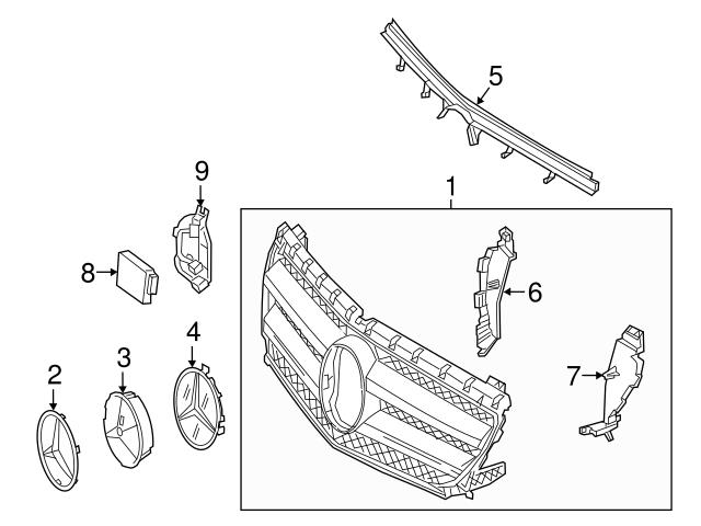 Genuine Mercedes 24688012839040 Grille; Front Upper | 24688015839040