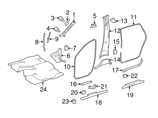 Genuine Mercedes 25168601369051 Liftgate Trim Scuff Plate; Right Inner ...