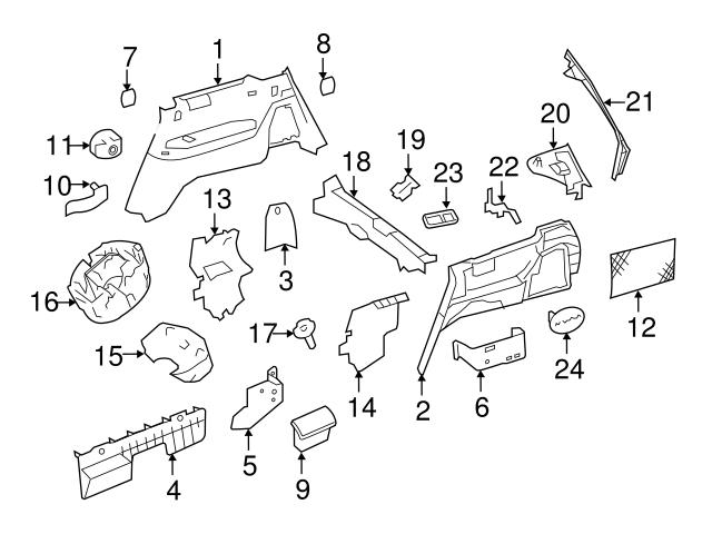 Genuine Mercedes 25169027269051 D Pillar Trim Panel; Rear Left - Mercedes