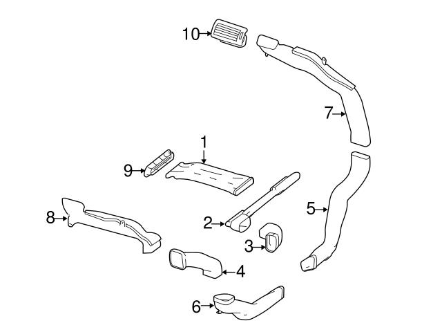Genuine Mercedes 2518310045 Instrument Panel Air Duct; Rear Left - Mercedes