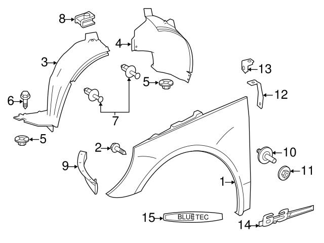 Genuine Mercedes 2518802014 Fender Bracket; Right Outer - Mercedes