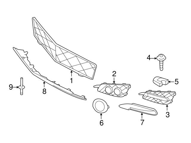 Genuine Mercedes 2518853623 Bumper Cover Grille; Front Right Outer ...