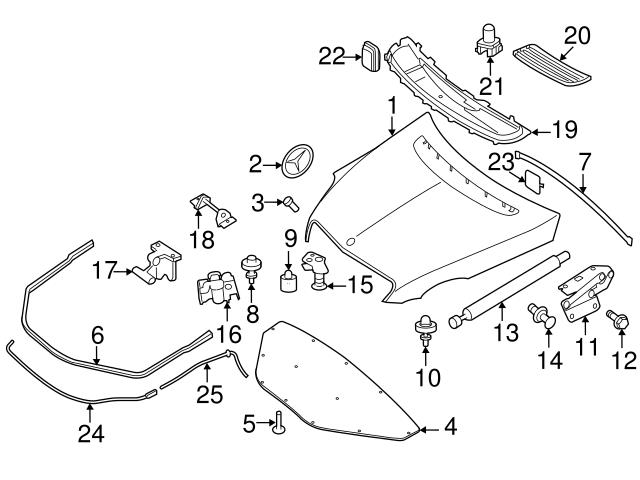 Genuine Mercedes 2518870098 Hood Seal; Rear - Mercedes