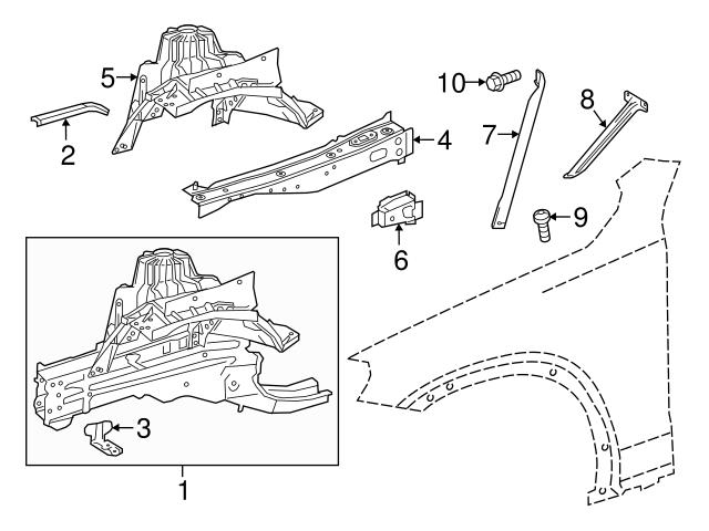 Genuine Mercedes 2536280800 Strut Brace; Right Upper, Right Upper Upper ...